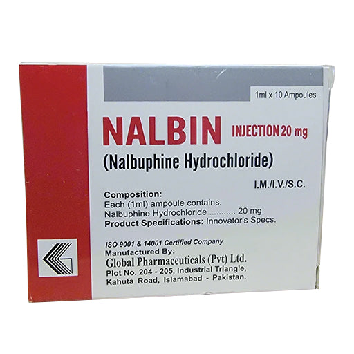 Nalbin 20 mg/mL Injection (Nalbuphine Hydrochloride) – Pack of 10 Ampo ...